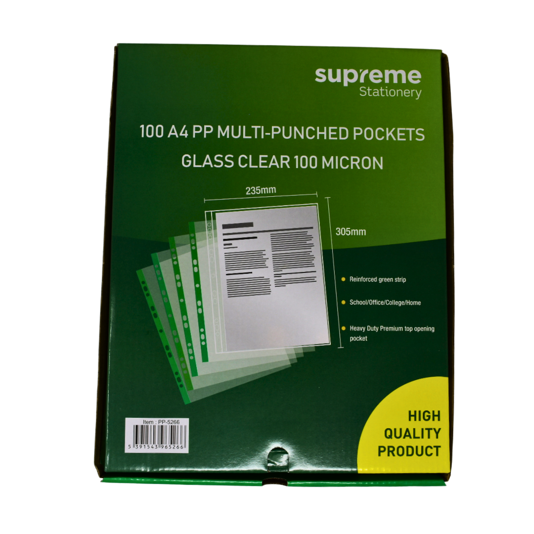 A4 PUNCH POCKET 100M GRN STRIP (PP-5266) – Reach Stationery